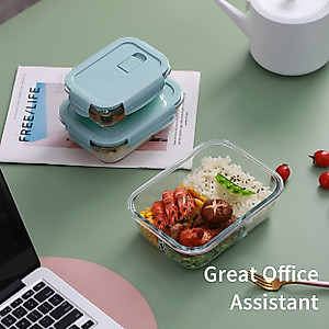 ZRRHOO 10 Pack Glass Meal Prep Containers with Lids, Food Storage Containers with Built in Vent, Airtight Bento Boxes for Lunch, BPA Free & Leak Proof (Black&White)