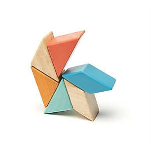 6 Piece Tegu Pocket Pouch Prism Magnetic Wooden Block Set, Sunset