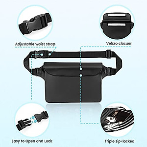 VEGO [2 Pack] Waterproof Pouch with Adjustable Waist Strap, Universal Floating Waterproof Phone Pouch for iPhone 13 12 11 Pro XR Xs 8 7 Galaxy S22 S21 S10 Note 10 up to 7" - Black+Black