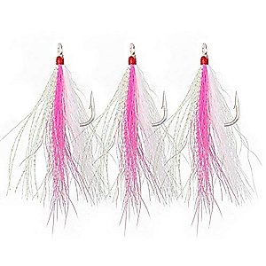 Bucktail Teasers Fishing Hook Flounder Rig Saltwater Fishing jig Fishing Plugs Lures 6pcs by Shaddock Fishing (Pink)