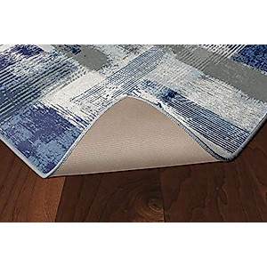 Brumlow MILLS Zora Abstract Machine Washable Indoor/Outdoor Area Rug for Home Office, Living Room or Bedroom Carpet, Dining or Kitchen Runner Rug, 5' x 7'6", Blue