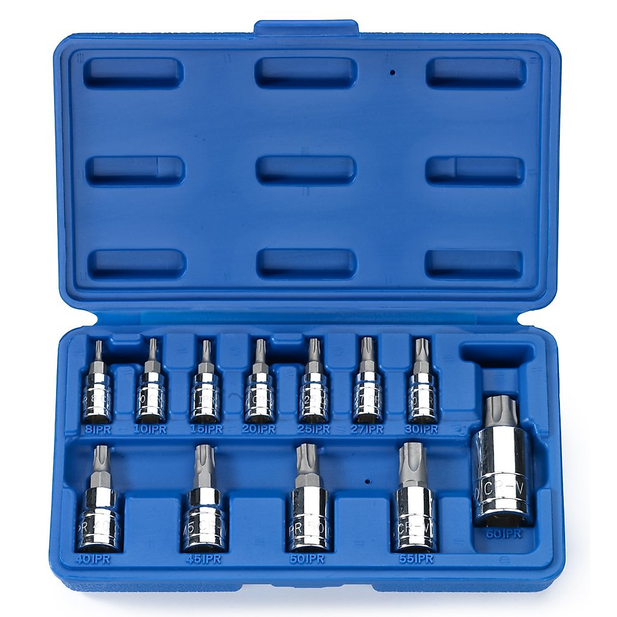 Neiko 10085A Tamperproof Torx Plus Bit Socket Set | 12 Piece | 8 IPR - 60 IPR | 5 Point Star | Cr-V and S2 Steel | High Impact ABS Blow Molded Case