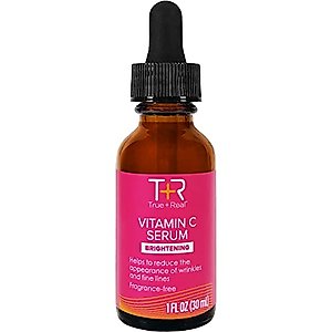 True+Real Vitamin C Serum for Face, Neck, Eyes – Premium Anti-Aging Serum, Reduce Wrinkles, Fine Lines, Dark Spots, Hydrating and Brightening, 10% PHAs - 1 Fl oz