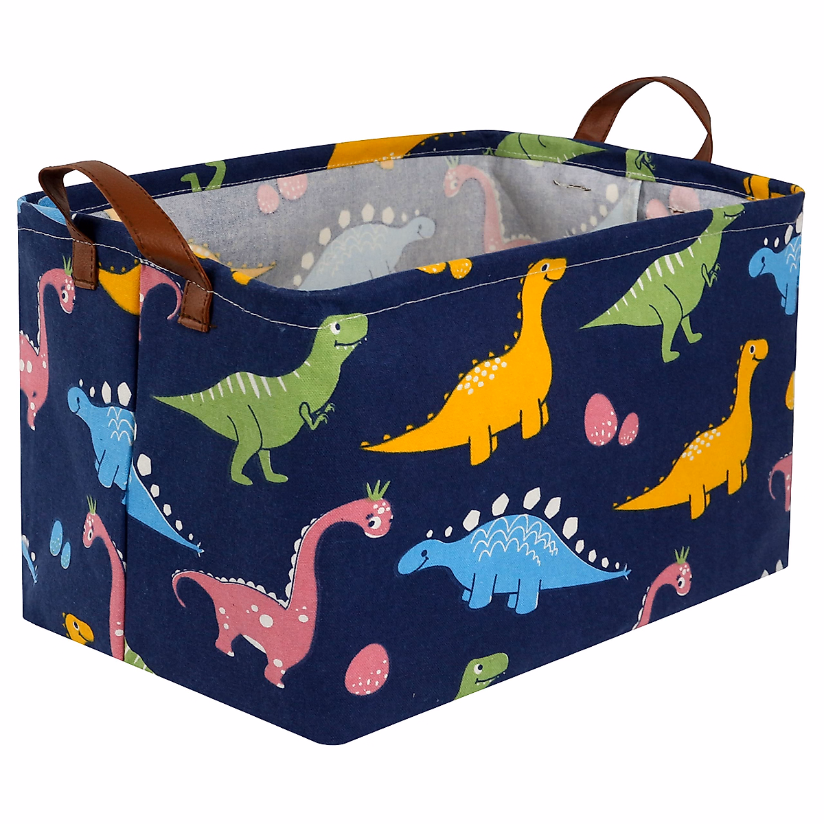 Essme Dinosaur Basket,Dinosaur Storage Baskets for Boys, Dinosaur Baskets for Boys Toy Bin with Handle Dinosaur Baskets for Dinosaur Room Decor, Clothes,Books.(Navy Blue dinosaurs)