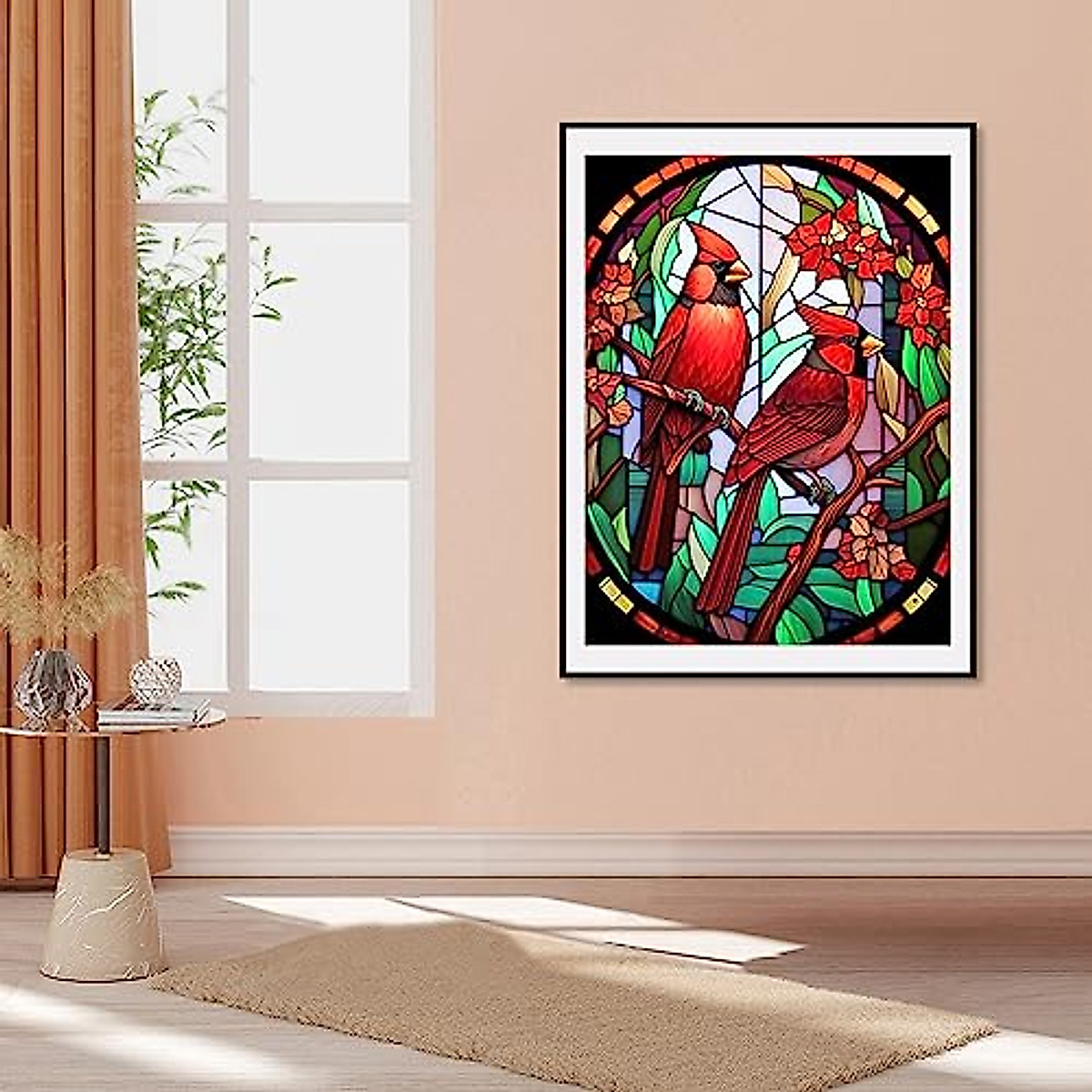 Stalente Diamond Painting Kits for Adults, Cardinal Round Full Drill Diamond Art Kits, 5D DIY Paint with Diamonds Crafts for Home Wall Decoration Gifts 12×16Inch Bird