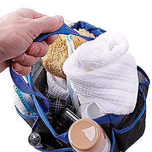 Kuchung Mesh Shower Caddy Basket for College Dorm Room Essentials Hanging Portable Tote Bag Toiletry for Bathroom Accessories Cosmetics Shampoo Soap Organizer Shower Tote for Women Men, blue