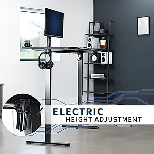 VIVO Electric 55 x 24 inch Stand Up Desk, Complete Height Adjustable Standing Home & Office Workstation with Memory Controller, Black Top, Black Frame, DESK-E155TB