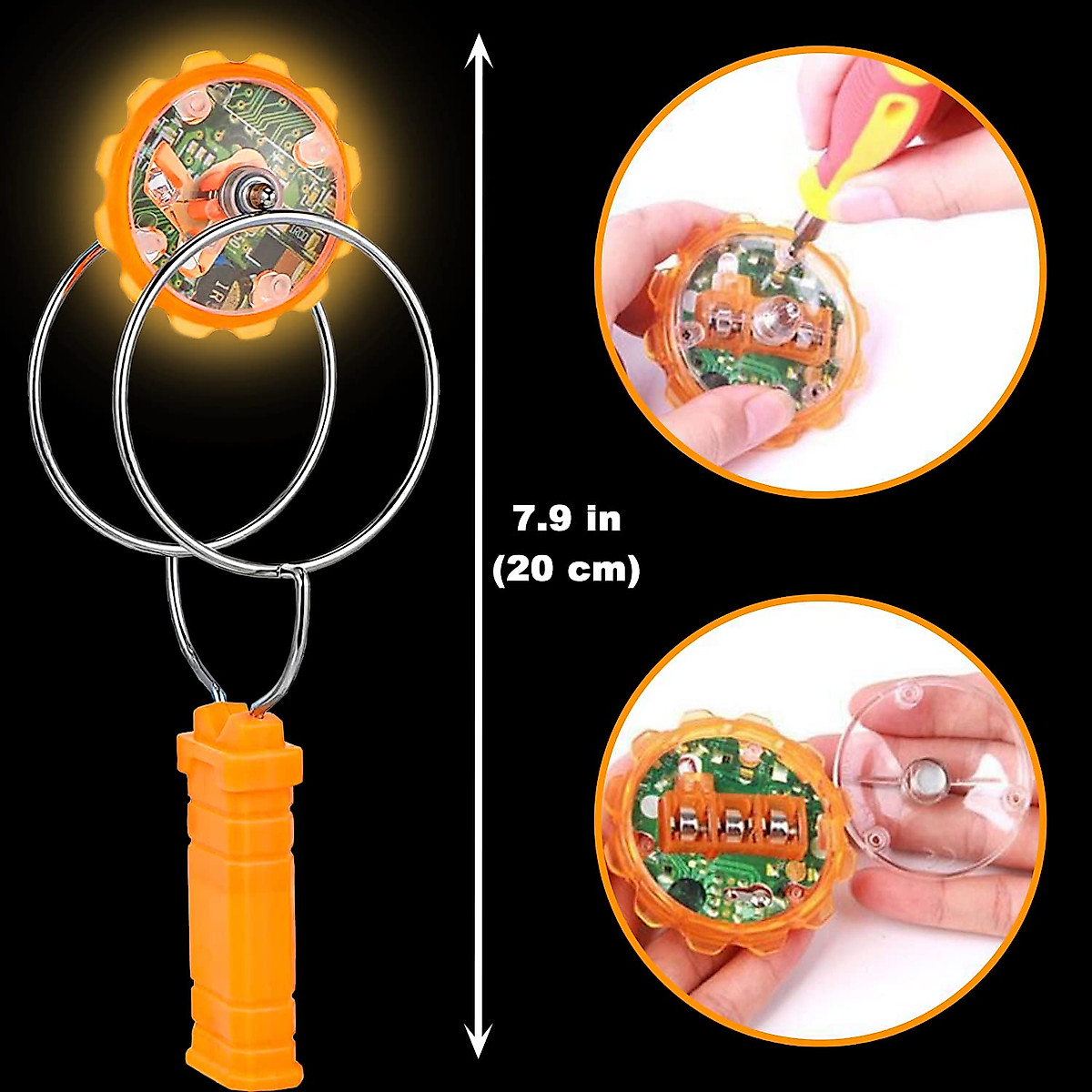 Easter Basket Stuffers Gifts for Kids 3pcs Light Up Gyro Wheel Toy Stocking Stuffers for Kids Teens & Adults, Magic Rail Twirler Magnetic Yoyo Fidget Spinner Toys for Ages 3-5 8-12 Year Old Boys Girls