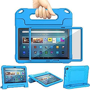 New Amazon Kindle Fire Max 11 Kids Tablet Case (13th Gen, 2023 Released), DJ&RPPQ Lightweight Shockproof Cover Built-in Screen Protector with Handle Stand for Kindle Fire Max 11 Tablet - Blue