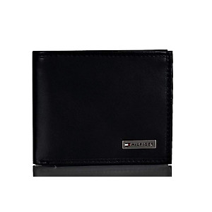 Tommy Hilfiger Leather Men's Multi-Card Passcase Bifold Wallet with Removable Card Case, Black, One Size