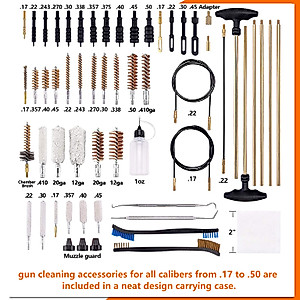 Raiseek Universal Gun Cleaning Kit for Rifle Pistol Shotgun Cleaning Kit for All Guns with Lightweight Organized Carrying Case Gun Cleaning Supplies Gun Plastic Jags and Brushes with Cleaning Mat