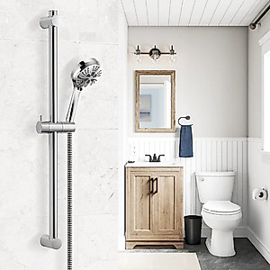 OFFO Shower Slide Bar 27 Inches Adjustable Installation Distance 15-26 Inches with 360° Adjustable Handheld Shower Head Holder for Bathroom, Screw Wall Mounted, Chrome Finish