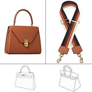 HUADEK Purse Strap Replacement Crossbody Handbag Stripe Wide Adjustable (shoulder strap Brown Leather Head（P-5）)