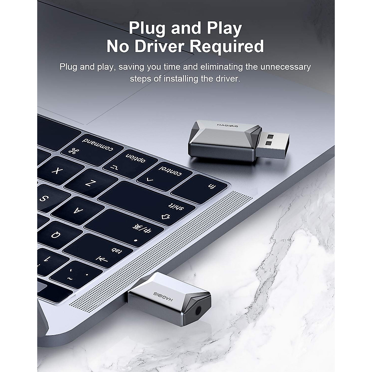 Hagibis USB External Sound Card Adapter Alloy 2 in 1 USB to 3.5mm AUX TRRS Headphone and Microphone Jack Audio Adapter Mic Stereo Sound Card for Windows, Mac, PC, Laptops, Desktops, PS4, PS5 (Grey)