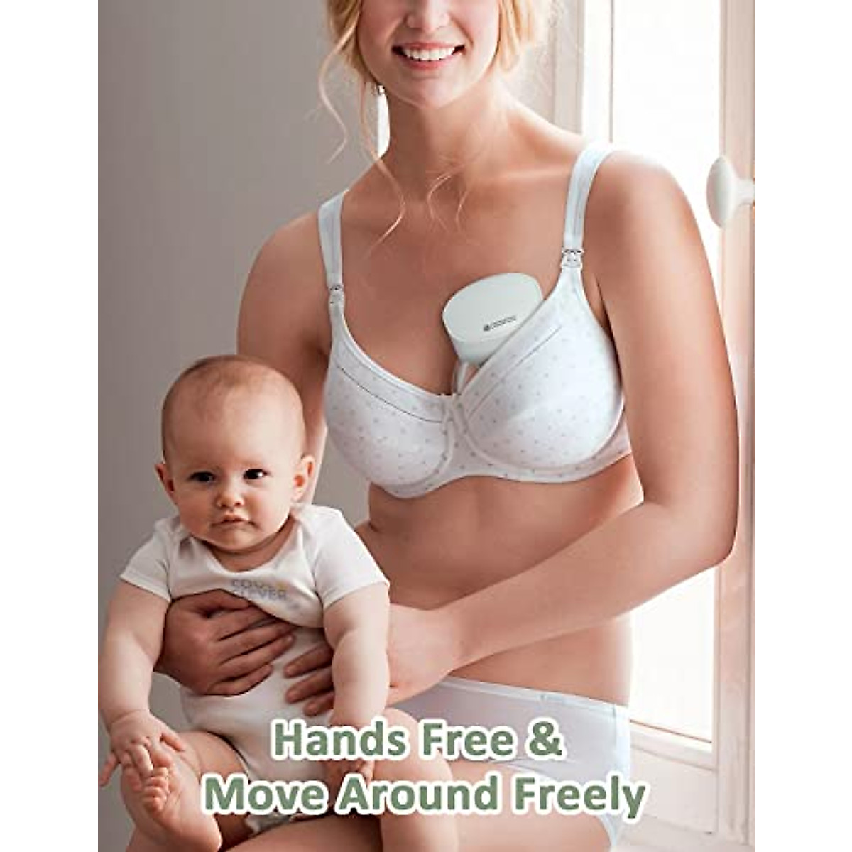 Wearable Breast Pump Hands Free Electric Portable Breast Pump with 3 Modes & 9 Levels, Longer Battery Life, Super Quiet Painless Wireless Breastpump Breastfeeding Essentials, 17/19/21/24mm Flange