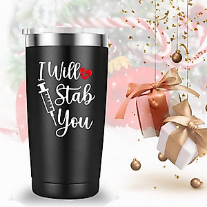 Mamihlap I Will Stab You Travel Mug Tumbler.Doctor,Nurse,Nurses Week GiftsThank You,Appreciation,Birthday,Christmas Gifts for Nurse,Doctor.Medical Nursing School Graduation Gifts.(20 oz Black)
