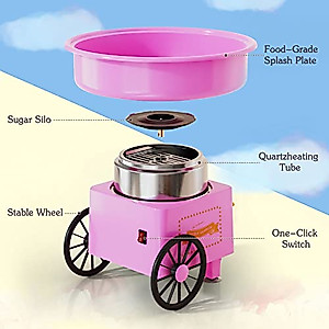 ZRVTM Cotton Candy Machine - Cotton Candy Sugar Floss Maker for Kids, Homemade Candy Sweets for Birthday Parties
