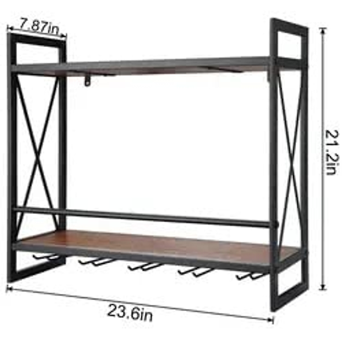 Spartan Saver Industrial Wall-Mounted Wine Rack with Wine Bottle Holder, Floating Bottle Storage Bar, and Wine Glass Holder