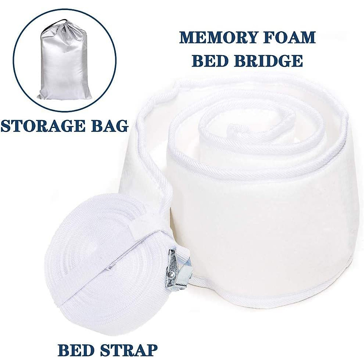 SAYGOGO Bed Bridge Twin to King Converter Kit, Upgrade 11.8inch W Memory Bed Gap Filler, Adjustable Bed Bridge Mattress Connector Strap for Bed, Storage Bag Included, for Guests Stayovers