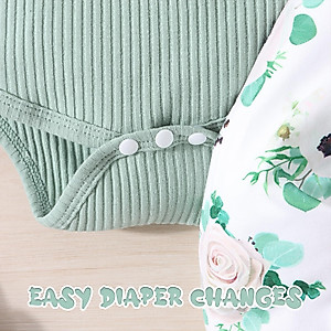 GDTOGRT Baby Girl Clothes Newborn Outfit Infant Ruffle Sleeve Romper and Floral Pants with Cute Headband Sets Baby Clothes for Girls 0-3 Months - Green