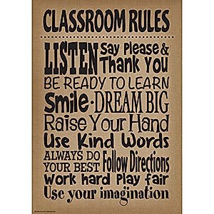 Teacher Created Resources 7403 Burlap Classroom Rules Positive Poster