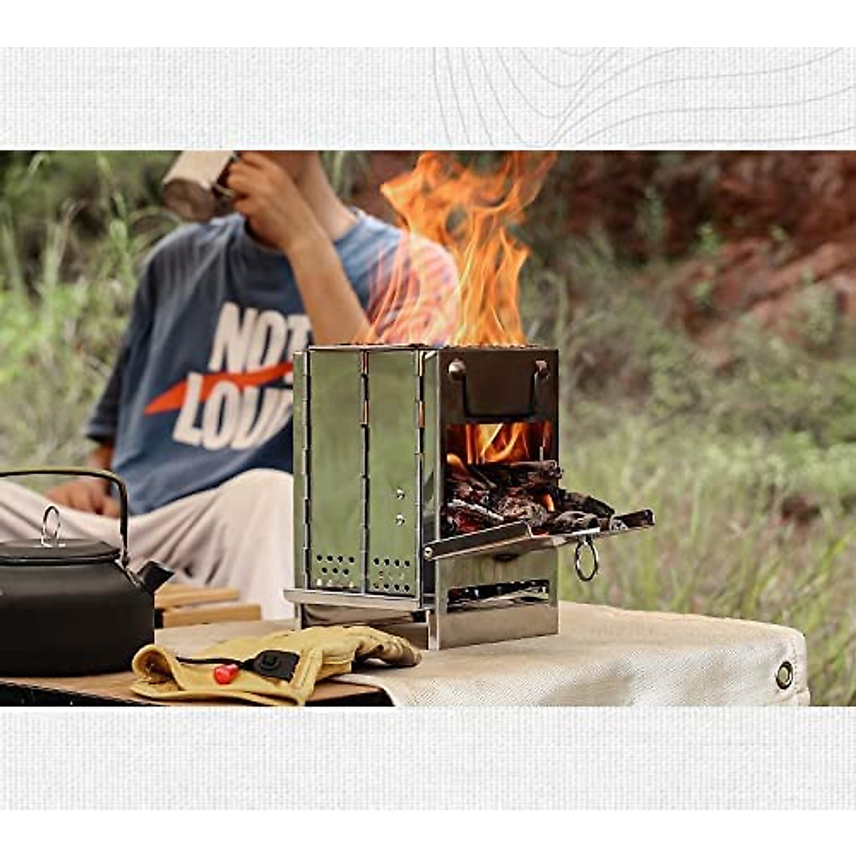 Portable Camping Stove & Grill - Foldable Alcohol/Charcoal/Twig Wood Campfire (Small)