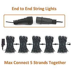 OZS Connectable Outdoor String Lights Waterproof, 2Pack 164ft 400 LED Christmas Tree Lights, 8 Modes Green Wire String Lights for Holiday Party Christmas Decorations, Warm White
