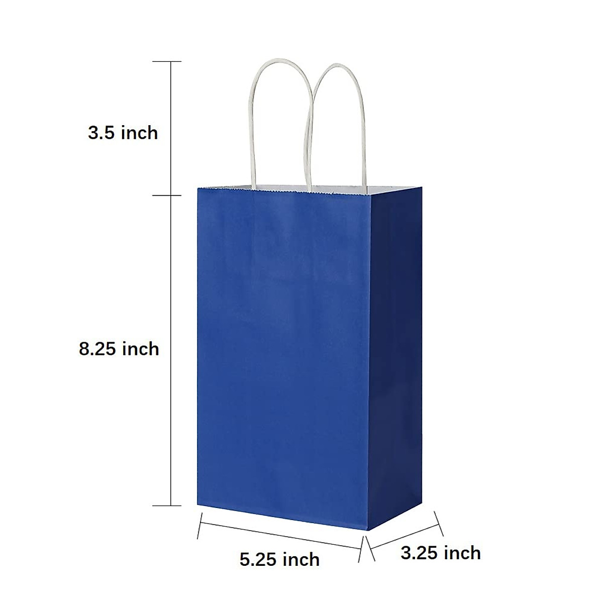 50 Pack 5.25x3.25x8.25 inch Small Paper Bags with Handles Bulk, Oikss Kraft Bags Birthday Wedding Party Favors Grocery Retail Shopping Business Goody Craft Gift Bags Cub Sacks (Royal Blue 50PCS Count)