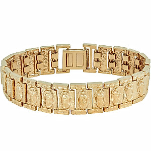 LIFETIME JEWELRY Virgen de Guadalupe Link Bracelet for Men and Women 24K gold plated (8)