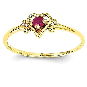 IceCarats 14K Yellow Gold Red Ruby Heart Love Ring July Birthstone Jewelry Size 7