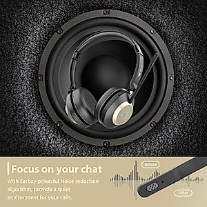 Earbay Bluetooth Headset, Wireless Headset with Microphone for PC, Wireless Headphones with Mic Noise Cancelling/Mute/Charging Dock/USB Dongle, 45hrs Dual Connect Computer Phones Teams Skype Zoom