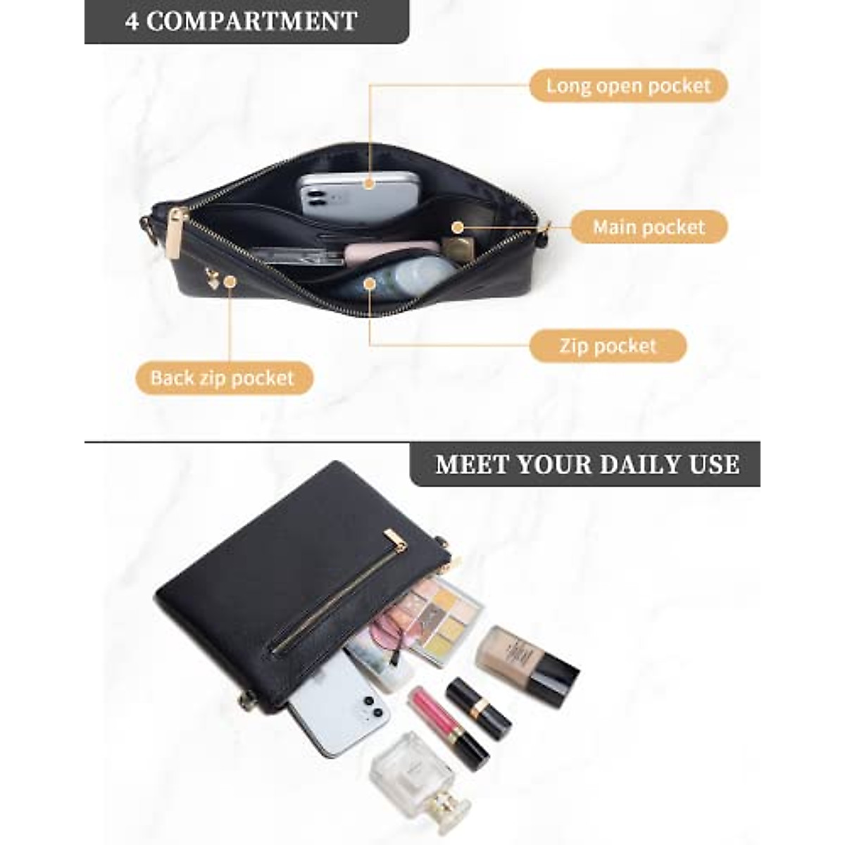 Vorspack Crossbody Bag for Women Small Crossbody Purse PU Leather Shoulder Handbag with Adjustable Strap