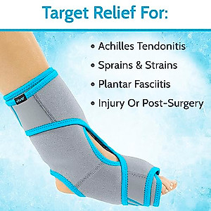 Vive Ankle Ice Pack Wrap - Foot Cold/Hot Compression Brace - Adjustable Freeze Support For Cooling/Heating Achilles Injuries, Tendonitis, Plantar Fasciitis, Sore Feet, Inflammation, Muscle Sprain
