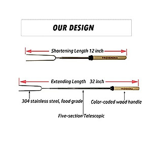 TROISHOKA Marshmallow Roasting Sticks-Smores Sticks for fire pit-Camping Accessories-Camfire Skewers 32 inch long (8pack)