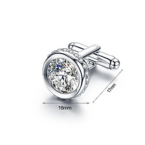 Pinannie Austria Crystal Shirt Cuff Links White Gold Plated Wedding Cufflinks for Mens (Purple)