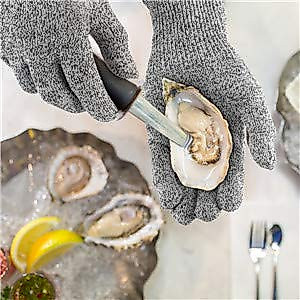 YINENN 2 Pairs (4 Gloves) Cut Resistant Gloves Food Grade Level 5 Protection,Kitchen Cut Gloves for Oyster Shucking,Fish Fillet Processing,Mandolin Slicing,Meat Cutting,Wood Carving-(Medium)