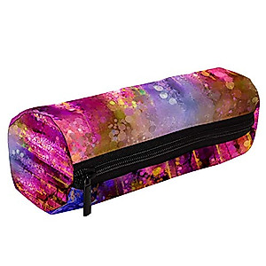 Watercolor Violet Red and Yellow Flowers Pencil Bag Pen Case Stationary Case Pencil Pouch Desk Organizer Makeup Cosmetic Bag for School Office