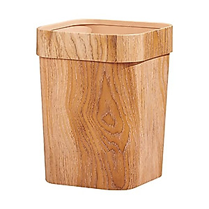 Alipis Office Decor Wood Grain Trash Can Plastic Square Wastebasket Rustic Garbage Container Bin Bathroom Trash Can for Bathroom Bedroom Kitchen Home Office 12L Office Trash Cans Vintage Decor