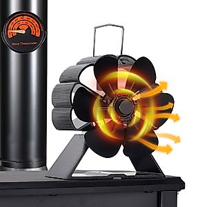 Xiongxiong Wood Stove Fan 6 Blade Fireplace Fan for Wood Burning Stove,Heat Powered Stove Fan Komin Log Wood Stove Accessories,Silent Operation Circulating Warm Air(Non Electric)