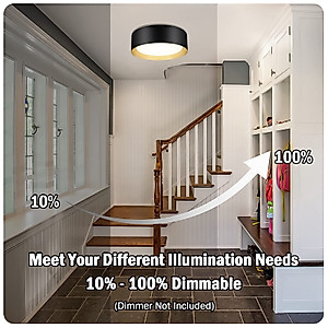 Flush Mount Ceiling Light, 13in 25W(250W Equiv) 2400LM, LED Ceiling Light Fixture 3 Colors 3000K 4000K 5000K, Dimmable Black and Gold Modern Flush Mount Light for Bedroom Bathroom Hallway Kitchen