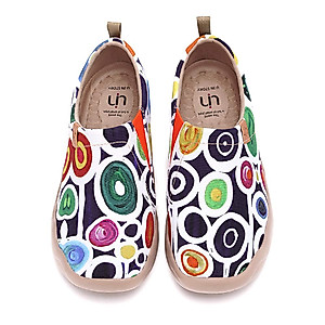 UIN Women's Lightweight Slip Ons Sneakers Walking Flats Casual Flower Art Painted Travel Shoes Oopsie Daisy (40)