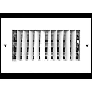 8"w x 4"h Adjustable AIR Supply Diffuser - HVAC Vent Cover Sidewall or Ceiling - Grille Register - High Airflow - White [Outer Dimensions: 9.75"w X 5.75"h]