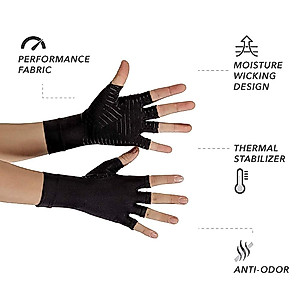 JADE KIT Copper Arthritis Gloves, Compression Gloves for Hands and Fingers Rehabilitation, Arthritis Gloves for Women Men Relief Hand Pain of Arthritis, Swelling, Carpal Tunnel - Size Medium