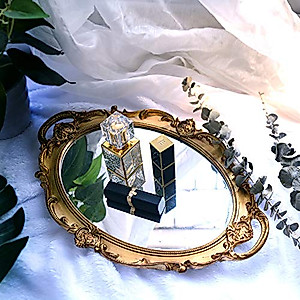 Mukily Mirrored Tray,Decorative Mirror for Perfume Organizer Jewelry Dresser Organizer Tray & Display,Vanity Tray,Serving Tray,9.8'' x 14''(Gold)