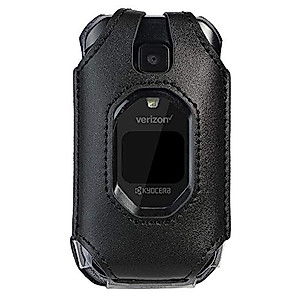 BELTRON Leather Fitted Case for Kyocera DuraXV Extreme E4810, DuraXV Extreme+ E4811 Verizon Flip Phone - Features: Rotating Belt Clip, Screen & Keypad Protection, Secure Fit