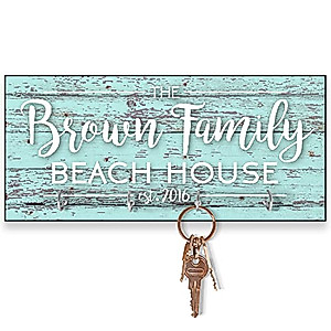 Pattern Pop Personalized Mint Rustic Wood Plank Look Beach House Key Hanger