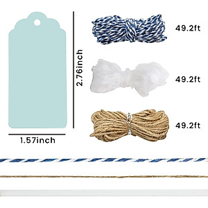 SallyFashion 200 PCS Colored Gift Tags, Hanging Tags with String, Paper Tags for Gifts Arts and Crafts Wedding Birthday Holiday