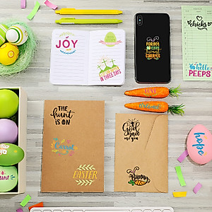 36 Pieces Easter Stickers Easter Bless Saying Egg Stickers Waterproof Positive Word Sticker for Water Bottle Envelopes Cards Scrapbooking Kids Girls Adults School Teacher DIY Laptop Party Favors