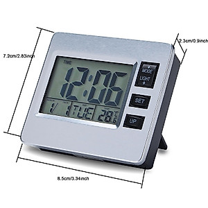 Digital Desk Clock Refrigerator Hood Kitchen Timer 12/24 Hour Alarm Date Week Indoor Thermometer LCD Backlight Clock Battery Operated Mute Hang on Wall Clock Table Room Office Senior