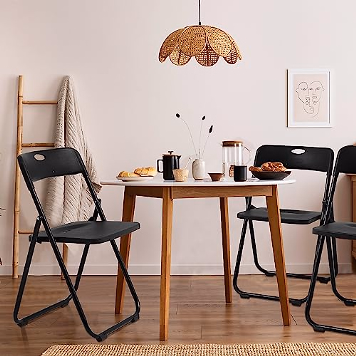 Sintuff 12 Pcs Plastic Folding Chair Steel Folding Dining Chairs Folding Chairs Bulk Fold up Event Chair Portable Commercial Chair with Steel Frame 350lb for Office Wedding Indoor (Black)